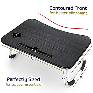 Nestl Lap Desk for Laptop - Foldable Laptop Desk for Bed and Couch, Portable and Lightweight Laptop Stand for Bed Breakfast, Working, Reading, and Writing, Black Lap Table, Large Laptop Tray