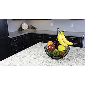 Nifty Banana Hook Mesh Fruit Bowl – Black Powder Coated Design, Double Walled Basket, Modern Kitchen Counter Organizer, Decorative Home Storage Holder