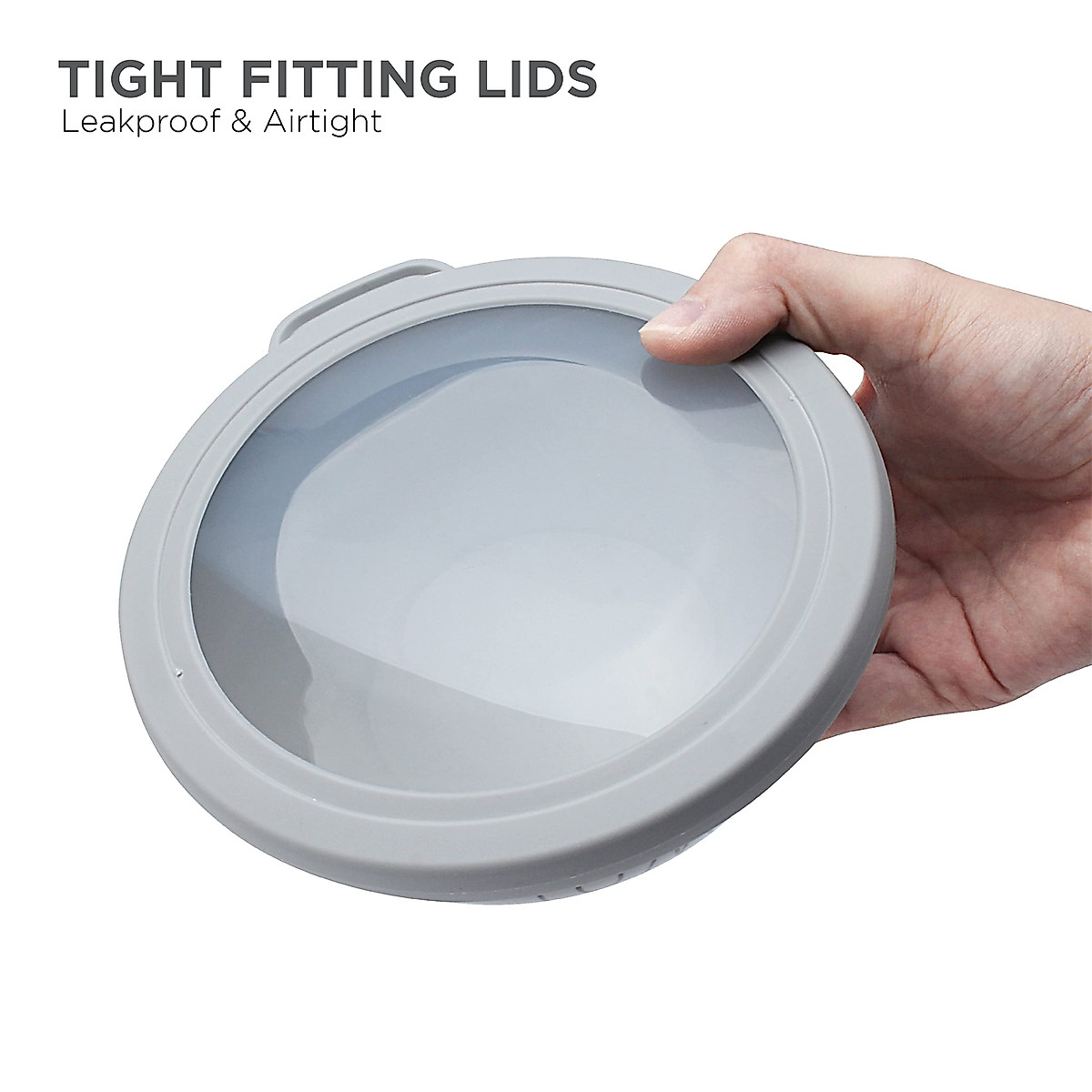 Rae Dunn Mixing Bowls with Lids - 10 Piece Plastic Nesting Bowls Set includes 5 Prep Bowls and 5 Lids (Grey)