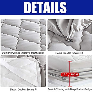 Ricka Waterproof Quilted Fitted Mattress Pad Fleece Mattress Cover Protector Mattress Topper Stretches up to 12 Inches Deep Coffee 46"x78" Inch