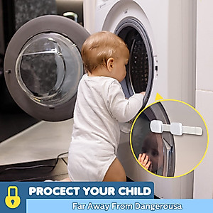 SEEWEY 60 Pieces Baby Proof Cabinet Latches Adhesive Child Safety Cabinet Locks for Doors Adjustable Multi Use Baby Cabinet Safety Latches No Drilling Child Door Locks for Kids Safety