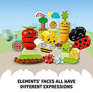 LEGO DUPLO My First Organic Garden Brick Box 10984, Stacking Toys for Babies and Toddlers 1.5+ Years Old, Learning Toy with Ladybug, Bumblebee, Fruit & Veg, Sensory Toy for Kids