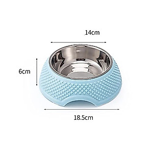 FUUIE Bowls for Food and Water Pet Feeding Bowls, Tableware, Drinking Plates, Stainless Steel Sealed Bowls (Color : Blue)