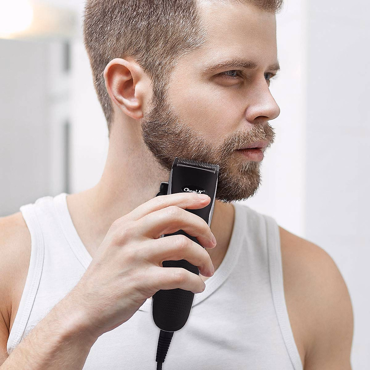 CkeyiN Hair Clippers for Men, Electric Hair Trimmer Corded Clipper Home Haircut & Grooming Kit with 10 Guide Combs 1 Scissor 1 Comb for Men Kids Barber