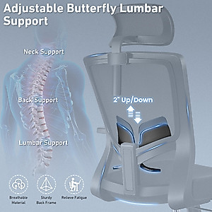 Brick Attic Office Chair, Ergonomic Desk Chair High Back Computer Chair Swivel Mesh Task Chair with Adjustable Lumbar Support Armrests Headrest Black