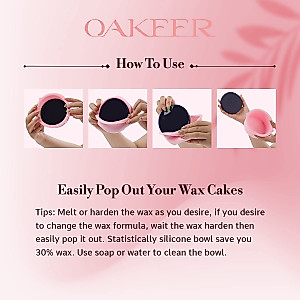 Oakeer Silicone Wax Warmer Pot with Nonstick Single Bowl - Reusable for Waxing, Pink