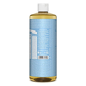 Dr. Bronner's - Pure-Castile Liquid Soap (Baby Unscented, 32 ounce) - Made with Organic Oils, 18-in-1 Uses: Face, Hair, Laundry and Dishes, For Sensitive Skin and Babies, No Added Fragrance, Vegan