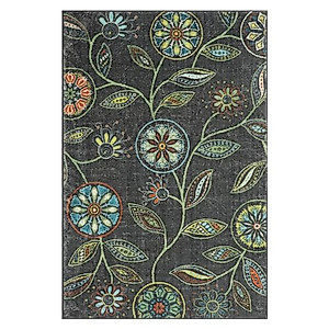 PAGISOFE Indoor Front Door Mat Boho Kitchen Sink Mat, 2x3 Machine Washable Rug, Floral Non-Slip Throw Rug with Rubber Backing, Soft Small Area Rugs for Entryway Bedside Bathroom Entry, Green/Multi