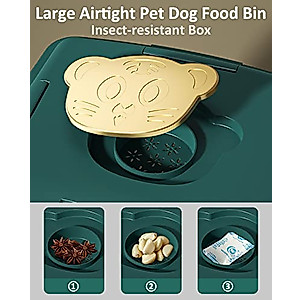 BNOSDM Airtight Cat Food Storage Container 8 lb Pet Dog Foods Storage Bins with Wheel Transparent Plastic Bulk Dry Feed Dispenser Measuring Cup, Seal Locking Lid Rice Cereal Flour