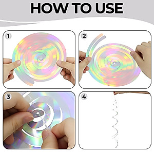 24 PCS Iridescent Hanging Swirl, Shinny Holographic Ceiling Decorations, Plastic Streamer Party Decorations with Double-Swirls and Single-Swirls for Birthday Decorations, Wedding, Baby Shower