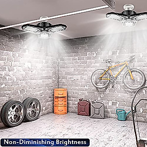 GHUSTAR 2-Pack LED Garage Light 60W Garage Lighting - 6000LM 6500K LED Deformable Garage Ceiling Lights, LED Shop Light with Adjustable Multi-Position Panels, LED Glow Light for Garage, Workshop
