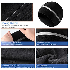 3 Pieces Reflective Fleece Hat Neon Safety Beanies Adult High Visibility Skull Watch Hat with Reflective Stripe (Fluorescent Green, Fluorescent Orange, Black)