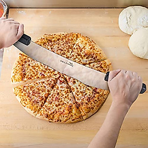 DELFINA Pizza Cutter Knife 20" w/Non-Slip Handle, Professional Commercial Sharp Pizza Rocker, High Carbon Large Pie Bread Slicer, Premium Pizza Oven Accessories, Dishwahser Safe