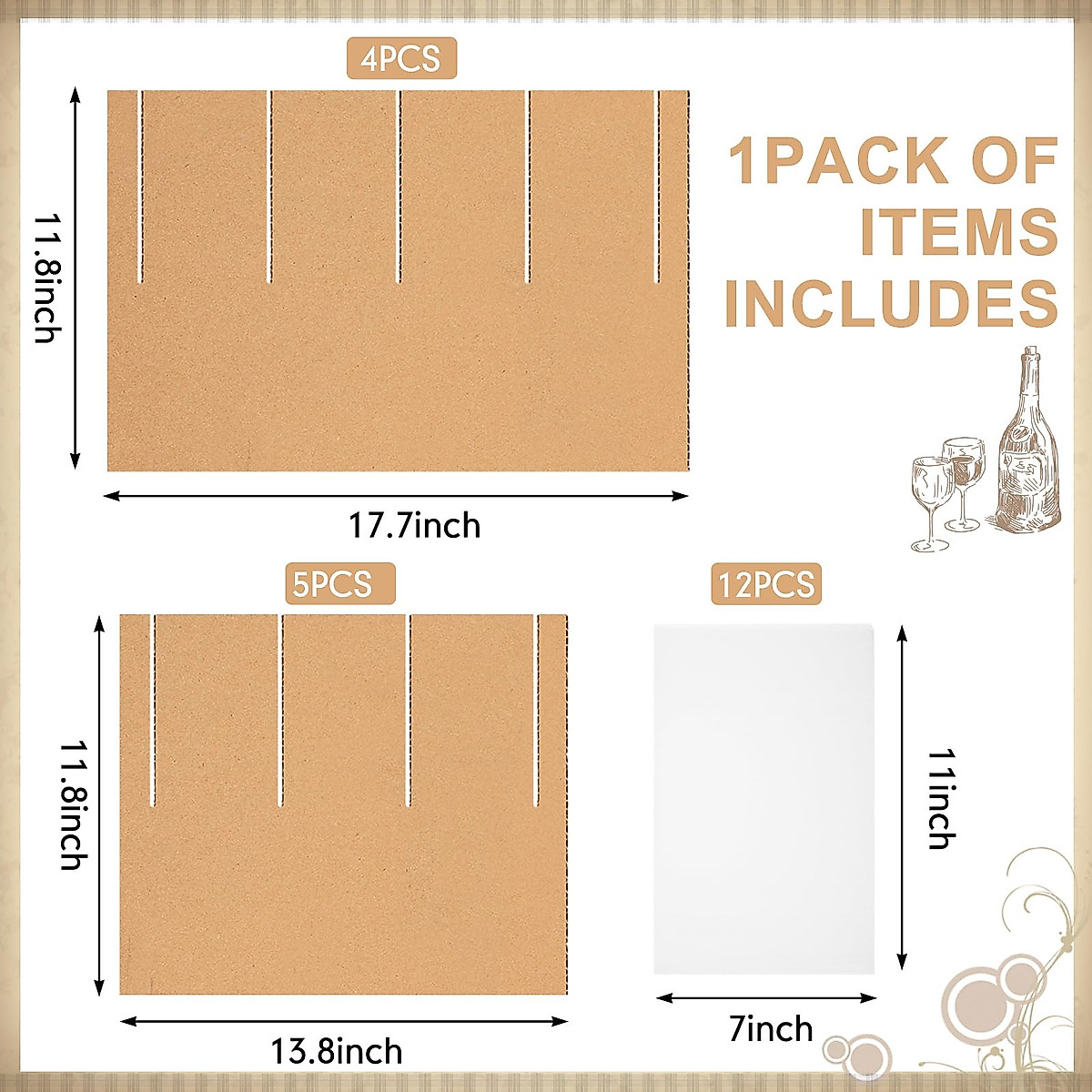 2 Sets Moving Box Glasses Divider Kits for Kitchen Dish Glassware Packing Shipping Storage Include 18 Pcs Corrugate Cell Dividers, 24 Pcs Foam Pouches Fits in 18 x 14 x 12 Inch, Box Not Included