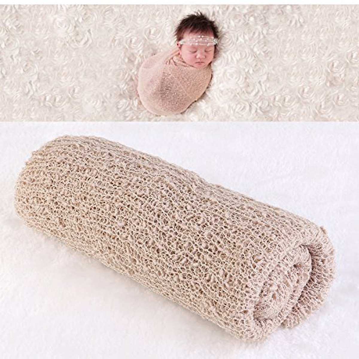 Tinksky Long Ripple Wrap, DIY Newborn Baby Photography Wrap-BAby Photo Props (Beige)