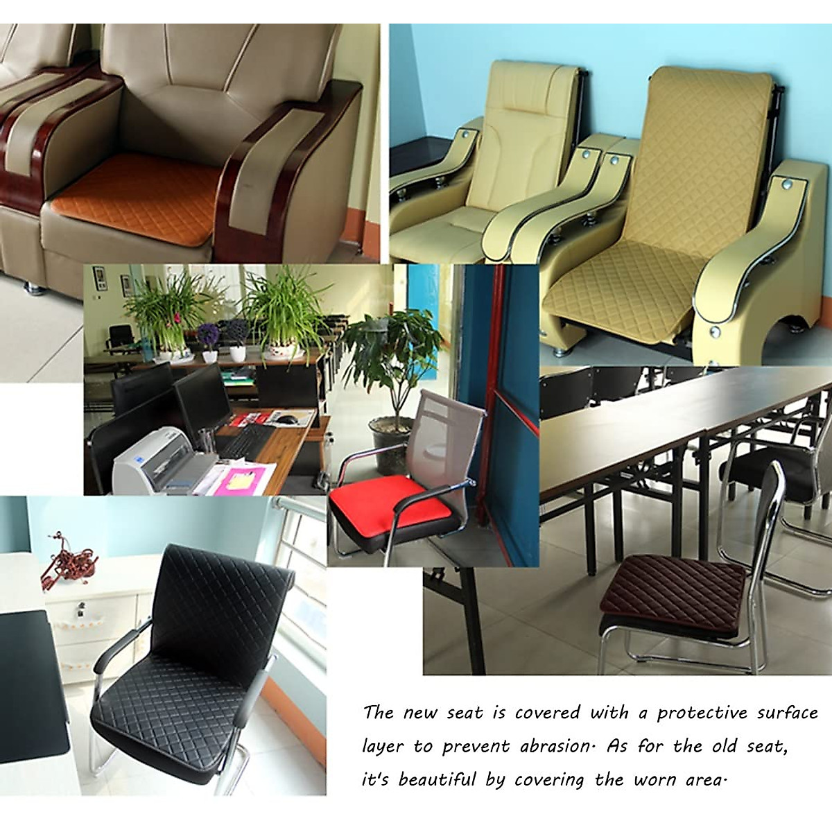 Leather Chair Cushion Pad Office Computer Chair Boss Chair Pad Non-Slip Waterproof Dining Chair Cushion Car Sofa Leather Seat Cushion ( Color : Black , Size : 50*50cm )