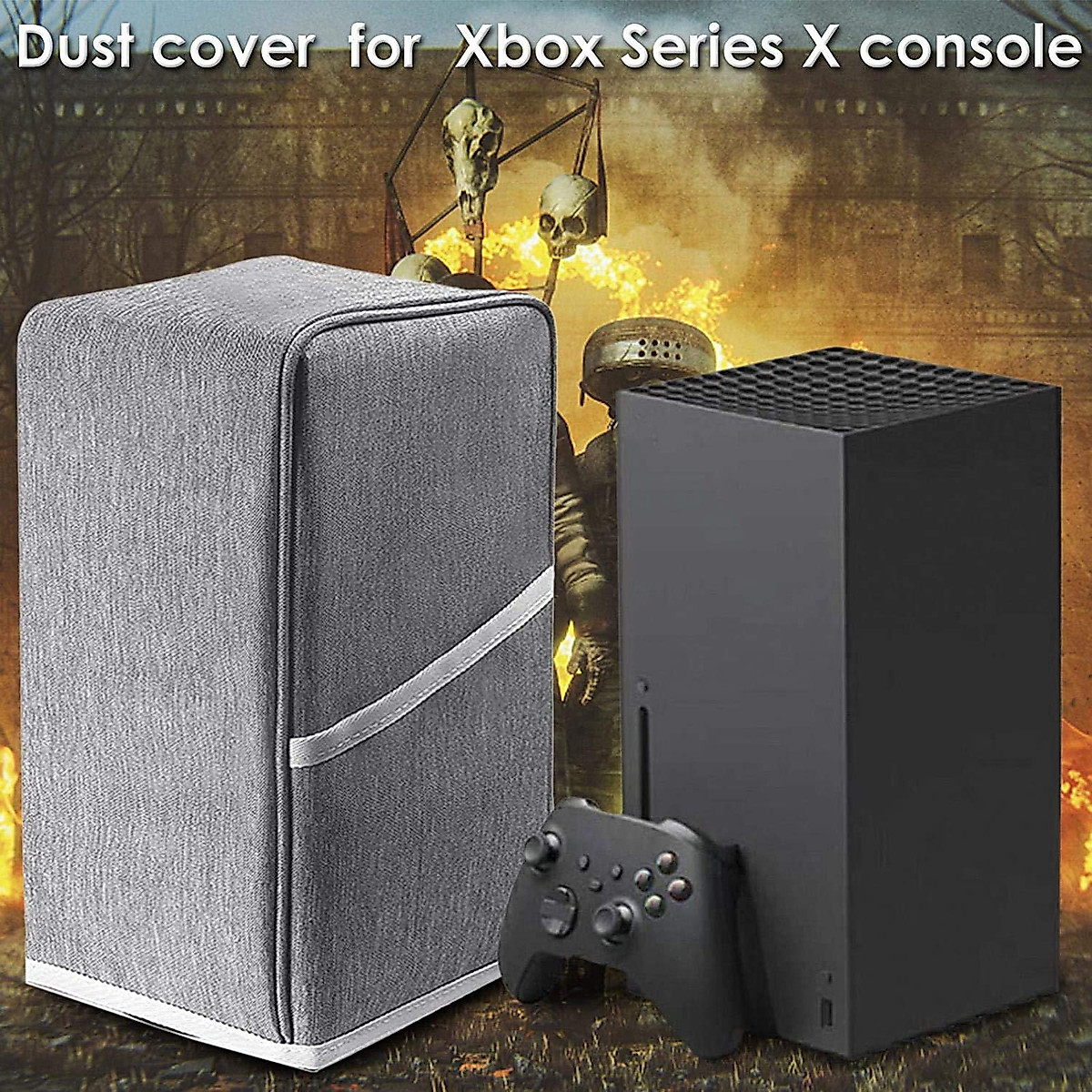 Dust Cover for Xbox Series X, Console Customized Anti Scratch Waterproof Cover Nylon Sleeve Premium Ultra Fine Soft Velvet Lining Case Cover Dust Guard with Back Cable Port Grey