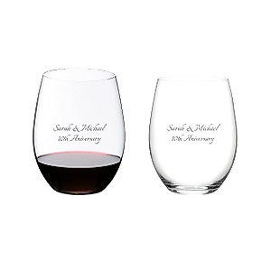 Riedel Personalized O Cabernet/Merlot Wine Tumblers, Set of 2 Custom Engraved Crystal Stemless Wine Glasses for Cabernet, Merlot, Bordeaux, St. Emilion and More