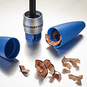 Michael Marcus Cosmetic Makeup Pencil Sharpener - 3-in-1 Essential Beauty Sharpener for Lip Liner, Eyebrow, and Eyeliner Pencil - Travel Friendly, Convenient, Compact & Easy to Clean (Blue)