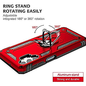 Dretal Galaxy A32 5G Case with Tempered Glass Screen Protector, Military Grade Shockproof Protective Case Cover with Rotating Holder Kickstand for Samsung Galaxy A32 5G (JS-Red)