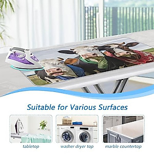 GOODOLD Funny Cows Pattern Ironing Mat Portable Travel Ironing Pad for Washer,Dryer,Table Top, Iron Board Alternative Cover, Large Heat Resistant Ironing Blanket