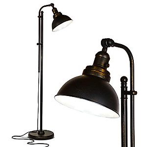 Brightech Dylan Industrial Floor Lamp for Living Rooms & Offices, Bright LED Floor Lamp – Charming Farmhouse Floor Lamp, Adjustable Head Standing Lamp for Bedroom Reading, Stunning Living Room Decor