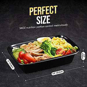 Glotoch 50 Pack【34OZ】Meal Prep Container Microwave Safe,Upgrade Durable Food Storage Containers With Lids,To Go Containers For Lunch/Takeout/Travel BPA-free, Stackable,Dishwasher/Freezer Safe