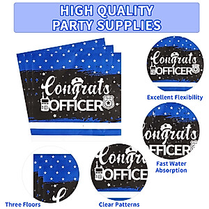 96Pcs Police Party Supplies 350 GSM We Are So Proud Of You Police Theme Plates and Napkins Congrats Officer Party Decorations for Police Retirement Academy Graduation Cops Promotion Party,Serves 24