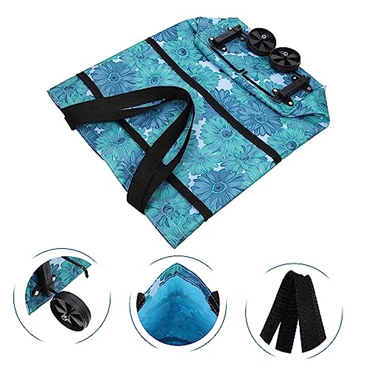 LABRIMP Shopping Bag with Wheels Collapsible Grocery Bag Trolley Bag with Wheel Grocery Storage Pouch Hand Cart Foldable Shopping Bag for Groceries Shopping Cart Fruit Oxford Cloth