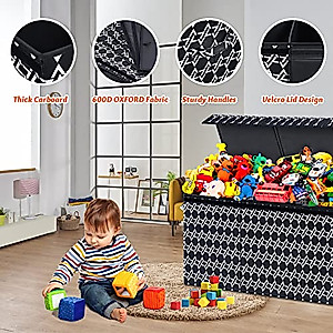Extra Large Toy Box Chest for Boys Girls, Collapsible Sturdy Kids Storage Bins with Flip-Top Lid & Handles,Large Toy Box Chest Storage Organizer for Nursery,Playroom,Closet,Office 40.6"x14"x16.5"