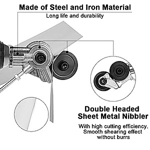 Electric Drill Plate Cutter, Metal Nibbler Drill Attachment, Double Headed Sheet Metal Cutter for Cutting Iron, White Sheet, Steel,Copper, Aluminum