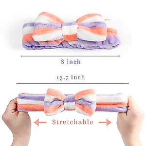3 otters Spa Headband, 8 Pack Spa Headband for Washing Face Bow Hair Band Fluffy Makeup Headbands, Soft Coral Fleece Head Wraps to Facial Clean, Shower Washing