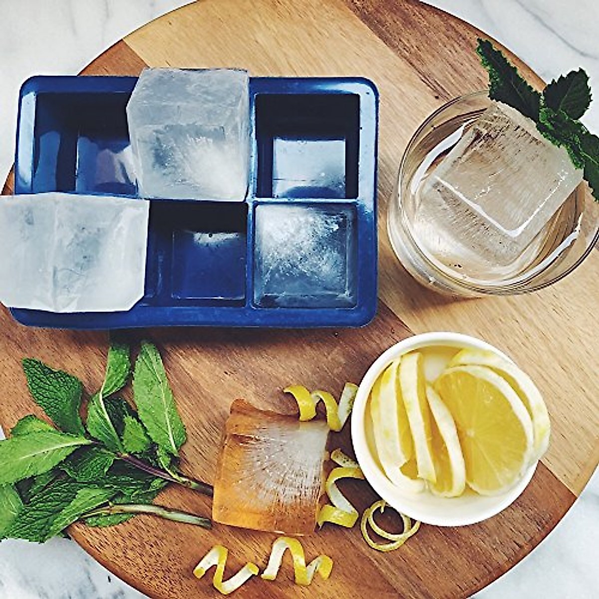 Silicone Ice Cube Tray (Set of 4) by M.Gastro Kitchens, Enough to Make 24 Extra Large Ice Cubes at One Time, Space Saving, 6 Cavity Design (Midnight Blue)
