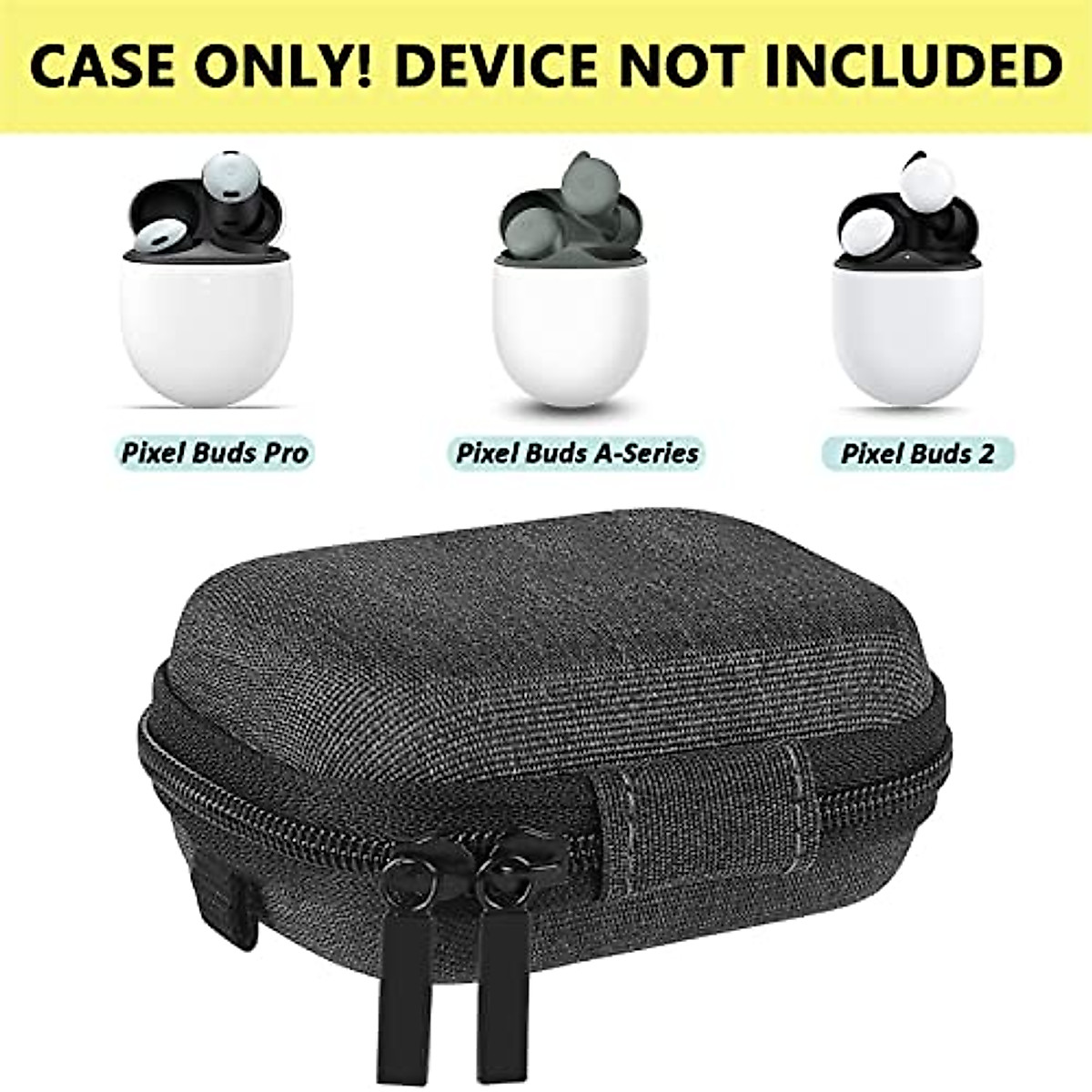 Compatible for Google Pixel Buds Pro 2022 Case, [Portable] [Keychain] [Storage Bag] Hard Case for Google Pixel Buds Pro/Pixel Buds A-Series/Pixel Buds 2 Case (Black)