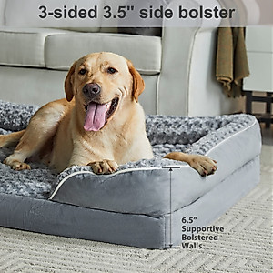 LNSSFFER Orthopedic Large Dog Bed, Faux Fur Material, 36 x 27 x 6.5 Inch, Supports 50 lbs