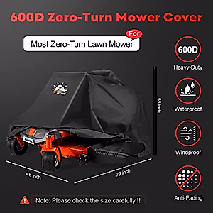 Zettum Zero Turn Mower Cover - Zero-Turn Lawn Mower Covers Waterproof & Heavy Duty, 600D Outdoor Universal Fit Mower Cover with Storage Bag for Greenworks, EGO, Craftsman, Husqvarna, Honda and More
