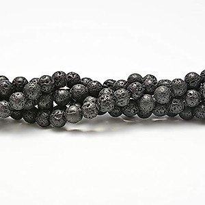 NCB Natural Stone Beads 100pcs 8mm Round Black Volcanic Lava Genuine Real Stone Beading Loose Gemstone DIY Charm Smooth Beads for Bracelet Necklace Jewelry Making (Black Volcanic Lava, 8mm 100Beads)