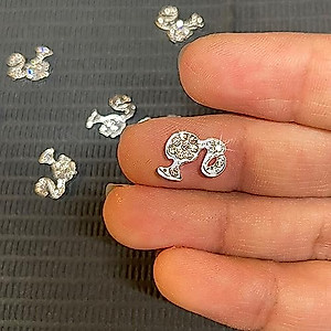 20 Pcs Kawaii Head Nail Charms - Silver Head Nail Charms for Acrylic Nails 3D White Nail Art Rhinestones Jewelry Nail Gems for Nails Metal Nail Decorations for Women Girls Nail Accessories Supplies