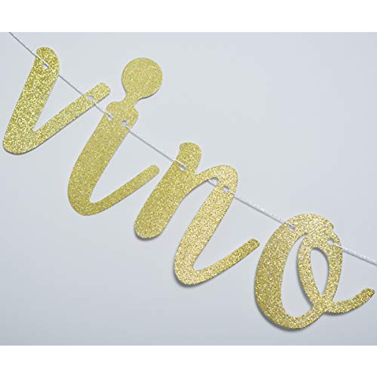 Vino Before Vows Banner for Engagement Bridal Shower Bachelorette Wine Winery Party Decorations Pre-strung Garland (Gold Glitter)