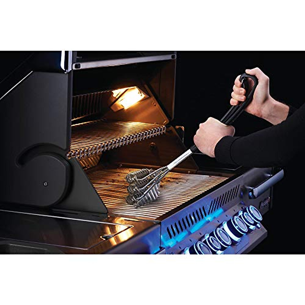 Napoleon Barbecue Grill Accessory 62059 - Bristle-Free Triple-Row Grill Brush with Rolled Stainless Steel - BBQ Grill Maintenance Accessory, Rolled Stainless Steel Coils