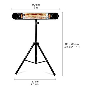 Briza Infrared Electric Patio Heater - Indoor/Outdoor Heater - Portable Wall/Garage Heater - 1500W - use with Stand - Mount to Ceiling/Wall)