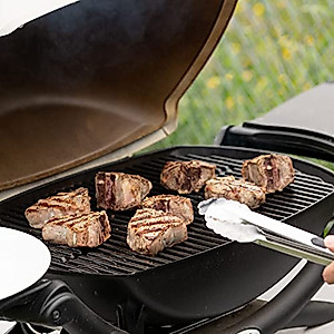 DELSbbq 7584 Cast Iron Grates and 65032 Grill Burner for Weber Q300 Q320 Q3000 Q3200 57060001 586002 Gas Grills, Replacement Parts for Weber 7646, 65032