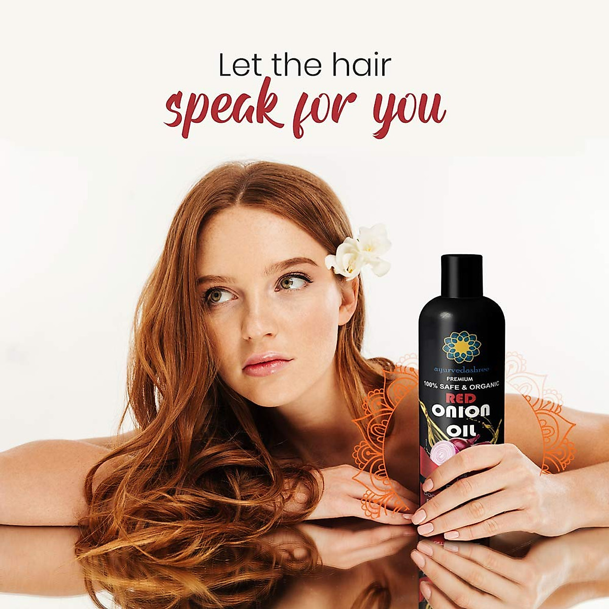 AYURVEDASHREE Hair Treatment Oil with Red Onion, Oil blends of Black Seed, Pure Argan, Sandalwood & Rose - 200 Ml/6.7 fl oz