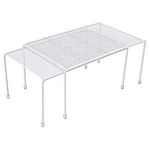 yaenoei Expandable Stackable Kitchen Cabinet and Counter Shelf Organizer,Kitchen Shelves, Cabinet Organization,White