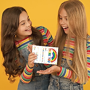 72 Pieces Kids Thank You Cards Fill in the Blank Thank You Notes with Envelopes Colorful Thanks Cards for Birthday Party(Rainbow Style)
