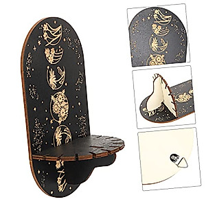 Amosfun 8 pcs Bed Wall Stones Organizer Phrase Crystals Style Divination Rack Stone Essential Shelf Rustic Supplies Mount Wooden Decoration Wood Decorative Shelves Floating Wiccan