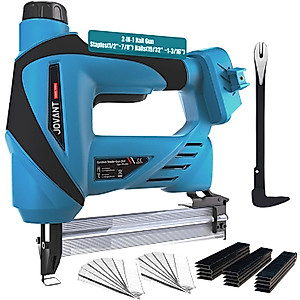 2 in 1 Nail Gun with 1/5'' Narrow Crown Staples and 18G Nails 2784 pcs, Nail Gun for Jovant 20V Battery (No Battery), Brad Nailer for Home Improvement & DIY, 2784pcs Staples/Nails (Tools Only)