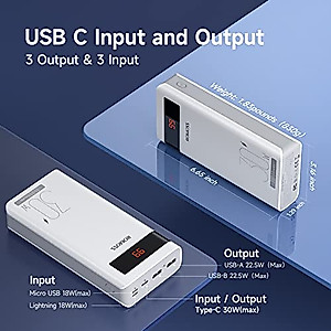 ROMOSS Power Bank 30000mAh Sense8ps pro, PD30W Type C External Battery Pack Portable Charger with Two-Way Super Charge Compatible with iPhone 13 Pro max/13/12/11, GalaxyS22 iPad Pro Android and More…