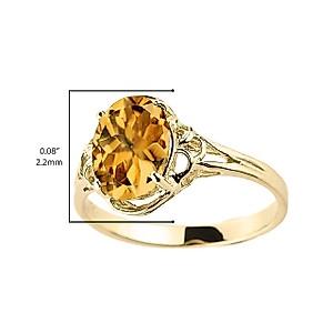 Modern Contemporary Rings 10k Yellow Gold November Birthstone Genuine Oval Citrine Gemstone Solitaire Ring - Size 9-3/4