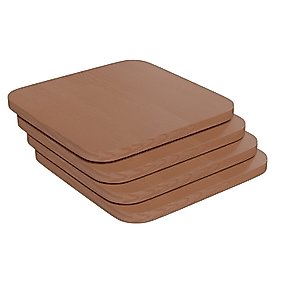 Flash Furniture Perry Set of 4 Poly Resin Wood Seat - Teak Polystyrene - Rounded Edges for Comfort - For Colorful Metal Chairs and Stools - Indoor/Outdoor